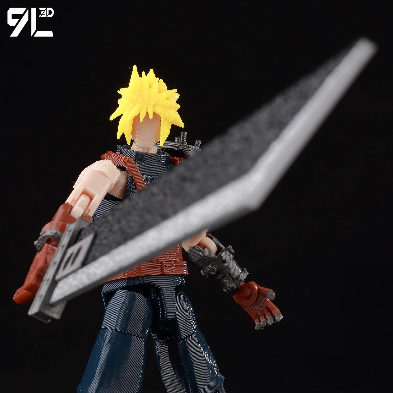 9L3D Cloud FFVII Figure Buster Sword Multi-Joint Articulated Lucky Dum ...