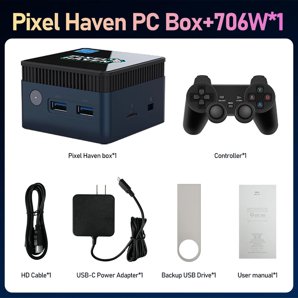 JMachen Pixel Haven Mini PC Box Intel N100 with 38200+Games for PS3/2 ...