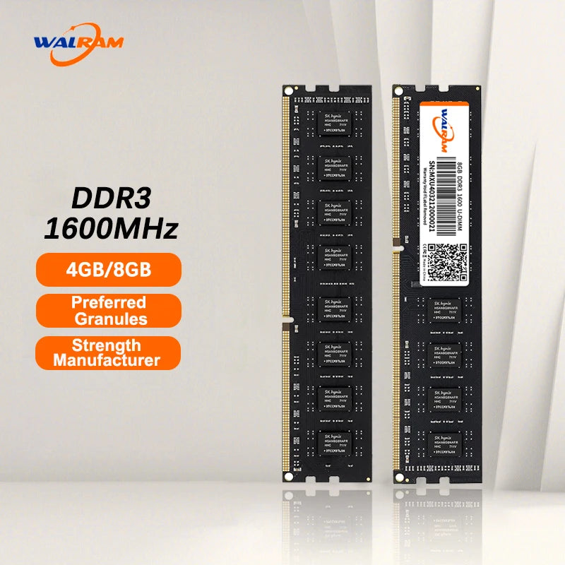 Walram DDR3 Memoria 8GB 4GB 1.5V 240pin 1600MHz PC3 Udimm DIMM Desktop ...
