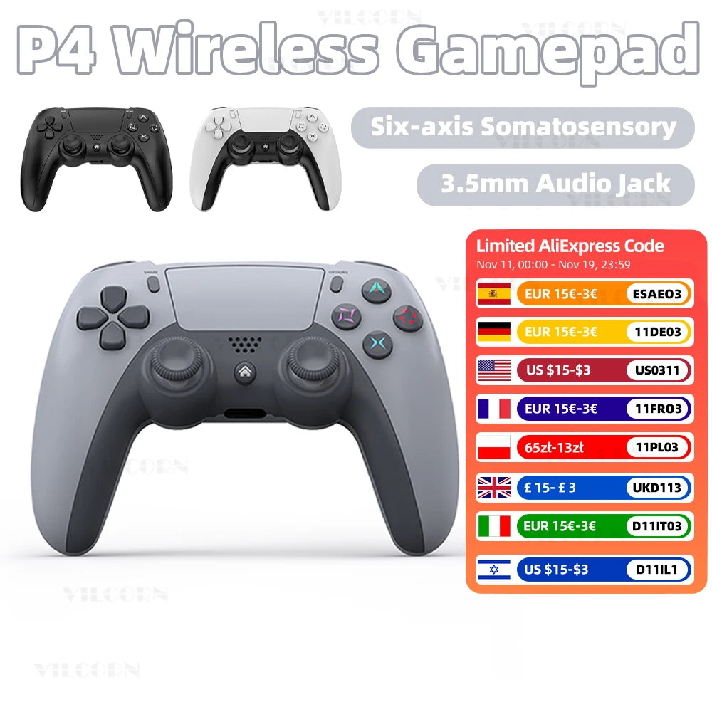 P4 Wireless Gamepad for PS4 Bluetooth-compatible Game Controller for P ...