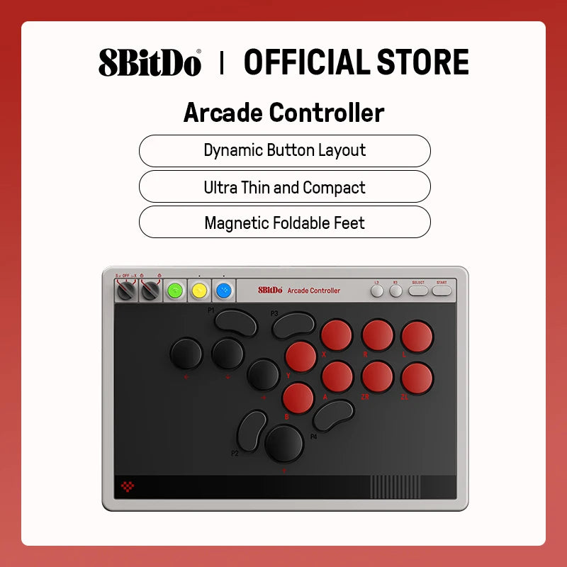 8BitDo All-Button Wireless Arcade Controller for Switch 1/2 & Windows ...