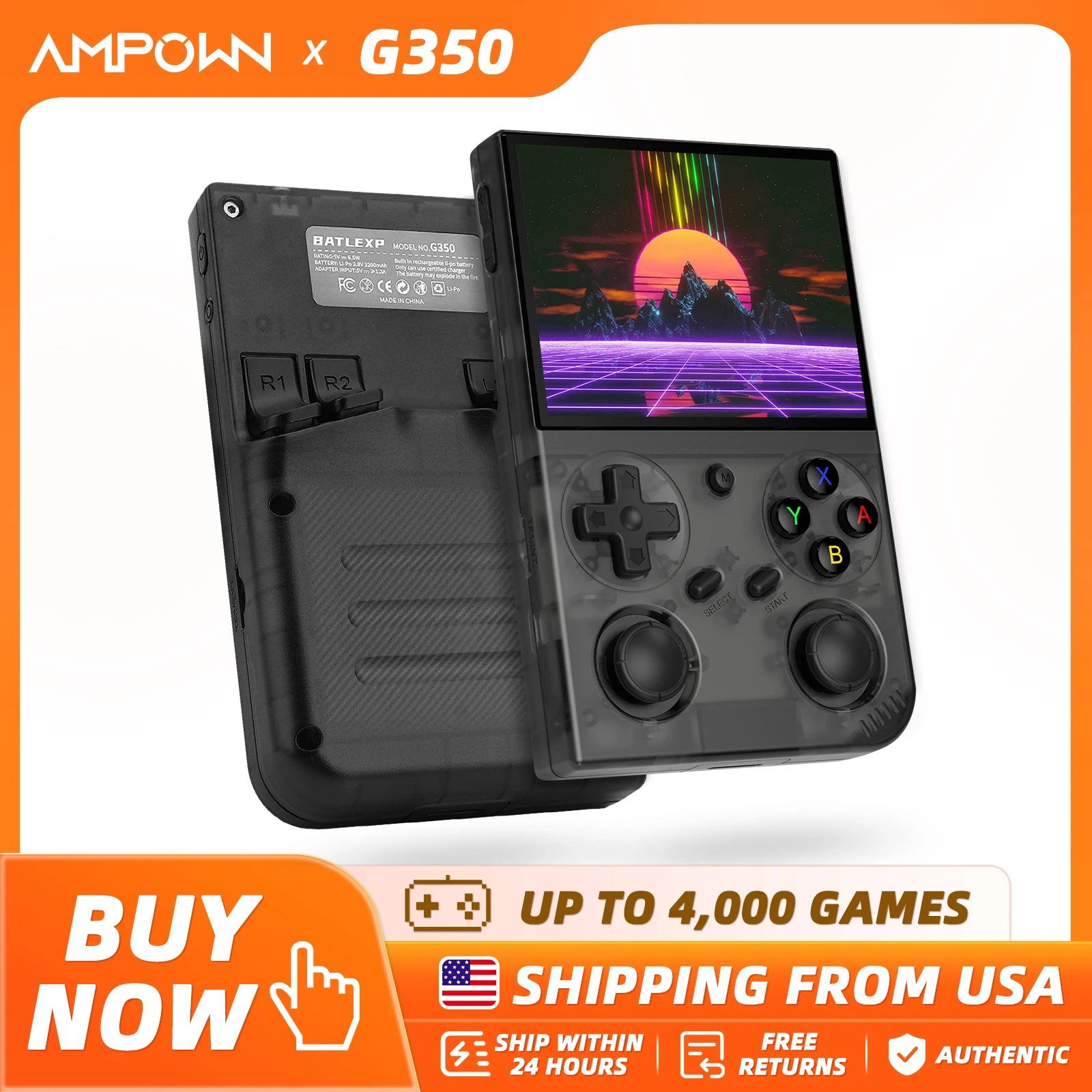 BATLEXP G350 Handheld Game Console 3.5'' IPS Screen Linux System Dual ...