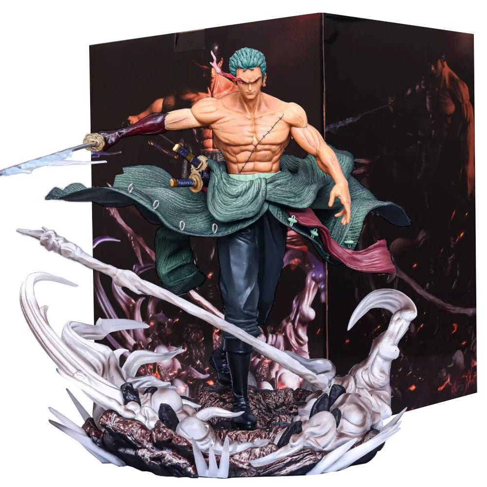 20CM Anime One Piece Roronoa Zoro Figure Swinging Sword Demon Slayer A ...