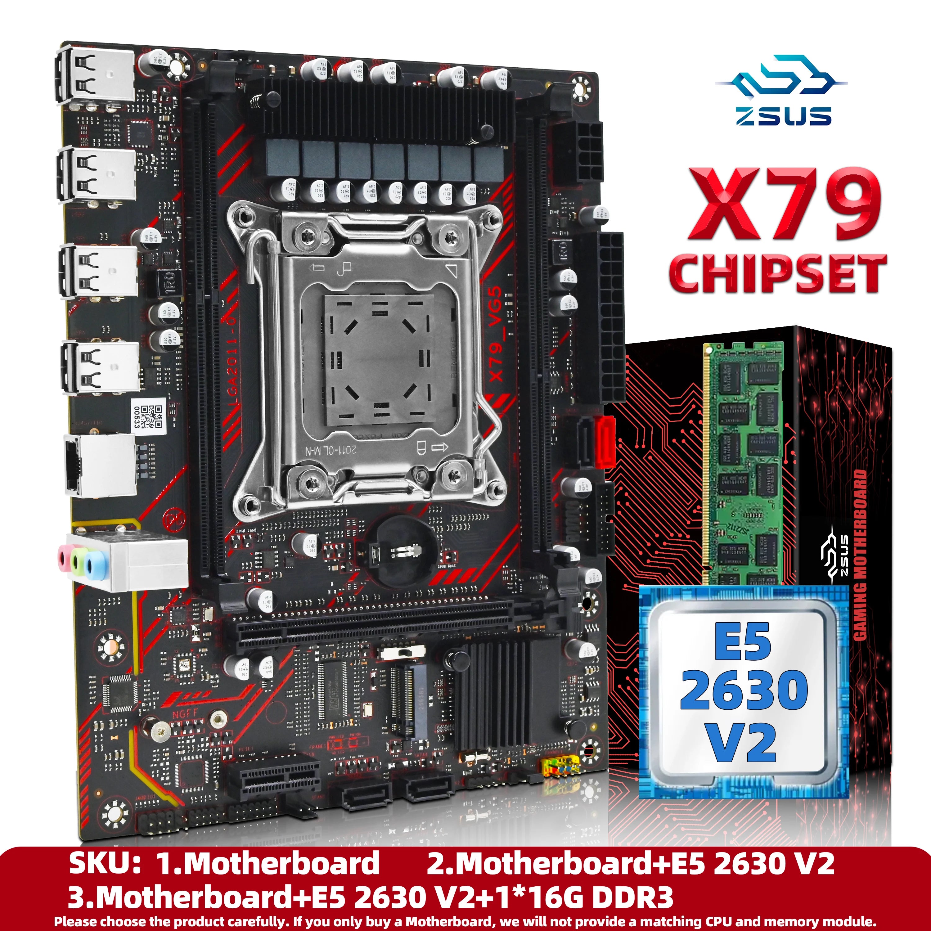 ZSUS X79 Motherboard Set Kit With Intel LGA2011 Xeon E5 2630 V2 CPU DD ...