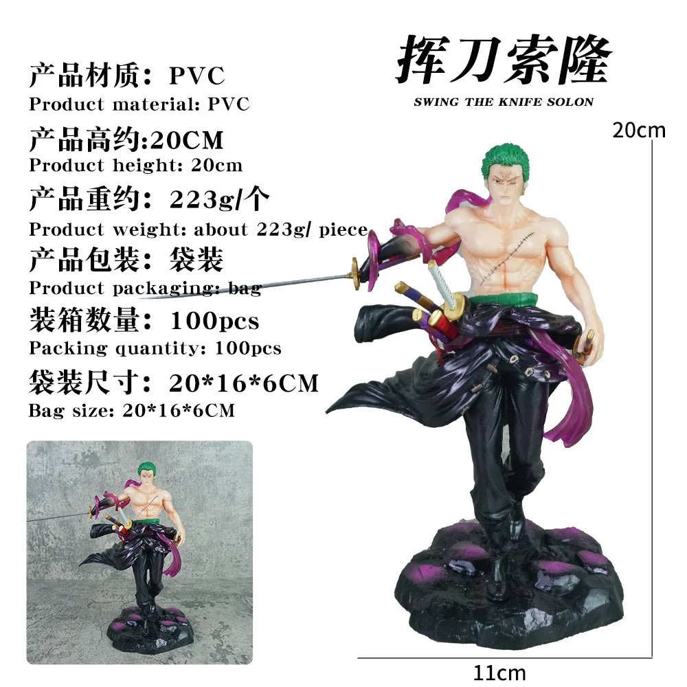 20CM Anime One Piece Roronoa Zoro Figure Swinging Sword Demon Slayer A ...