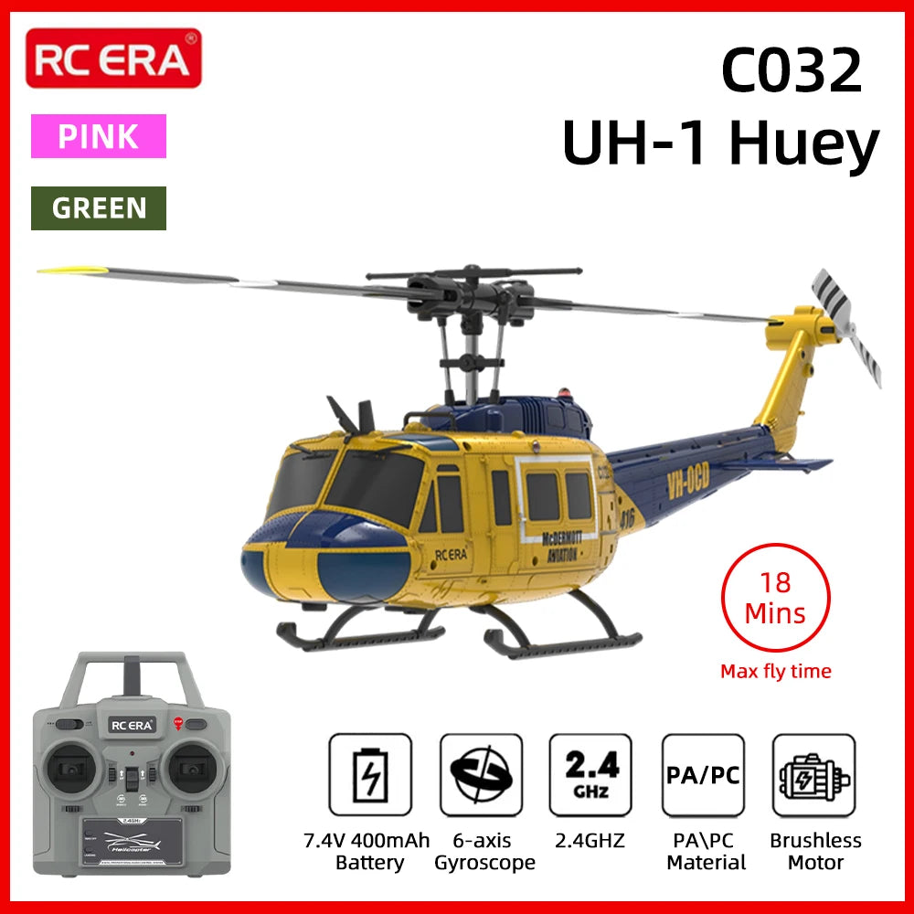 RC ERA RC Helicopter C032 1:48 Huey Helicopter UH-1 6-axis Gyro 6 Chan ...
