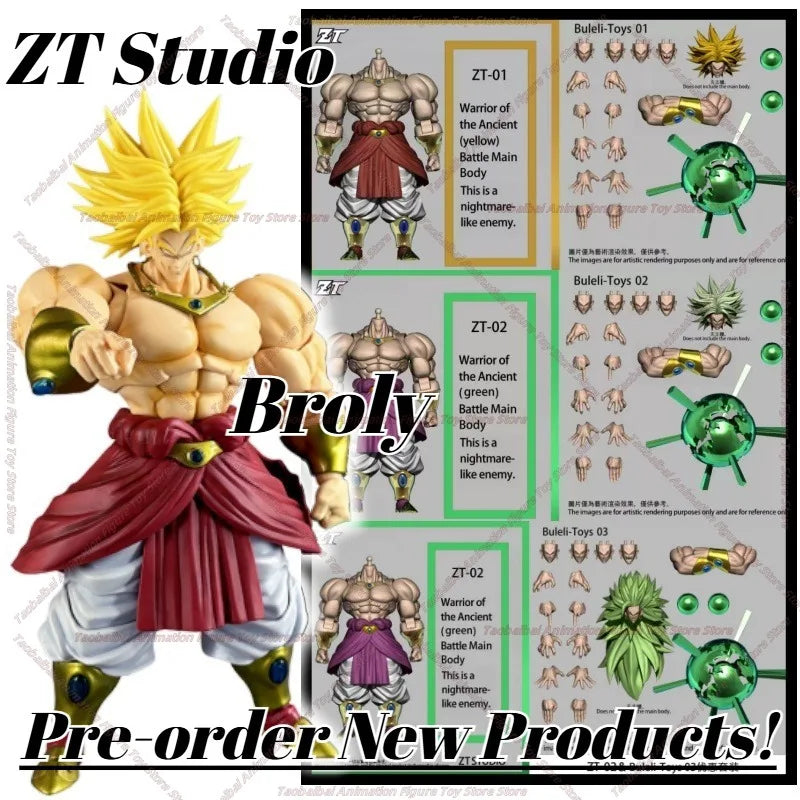 ZT Studio Ancient Warrior Broly Green Yellow Long Hair 1/12 Action Fig ...