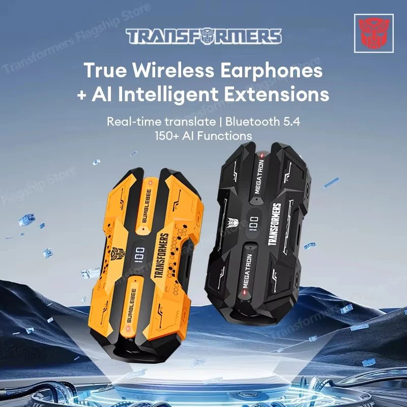New Transformers TF-T51 AI TWS Bluetooth V5.4 Earphones Real-time Tran ...